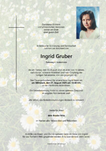 Sterbefälle 2025 - Einberger